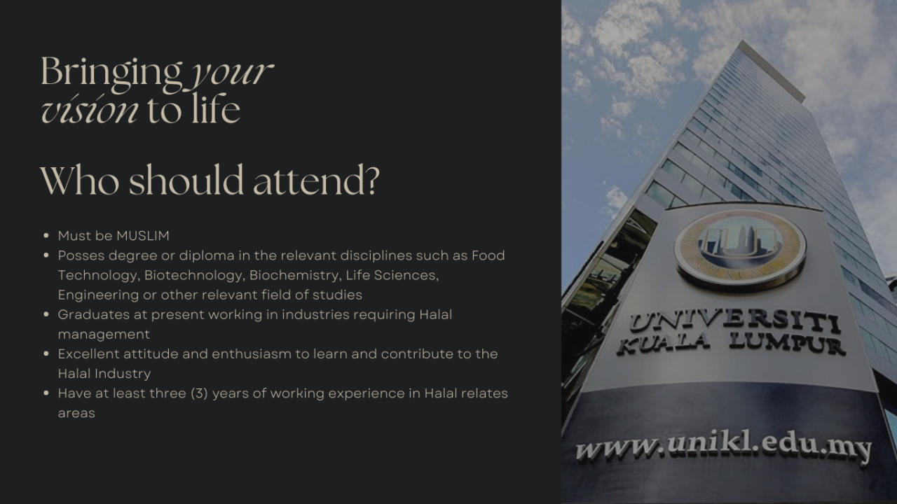 The Professional Certificate HALAL EXECUTIVE | UniKL MICET